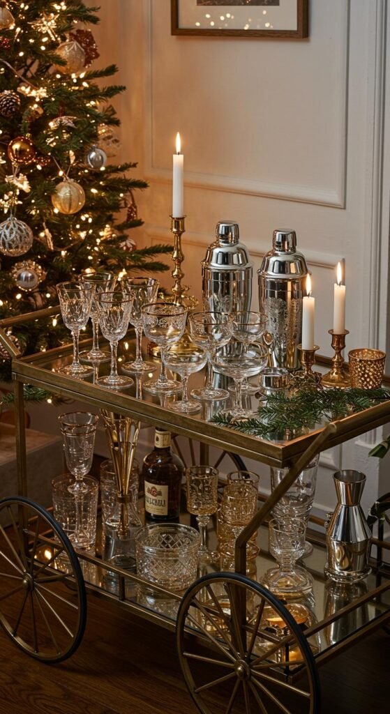 23 Chic Christmas Bar Cart Styling Ideas to Wow Your Guests – Magcella