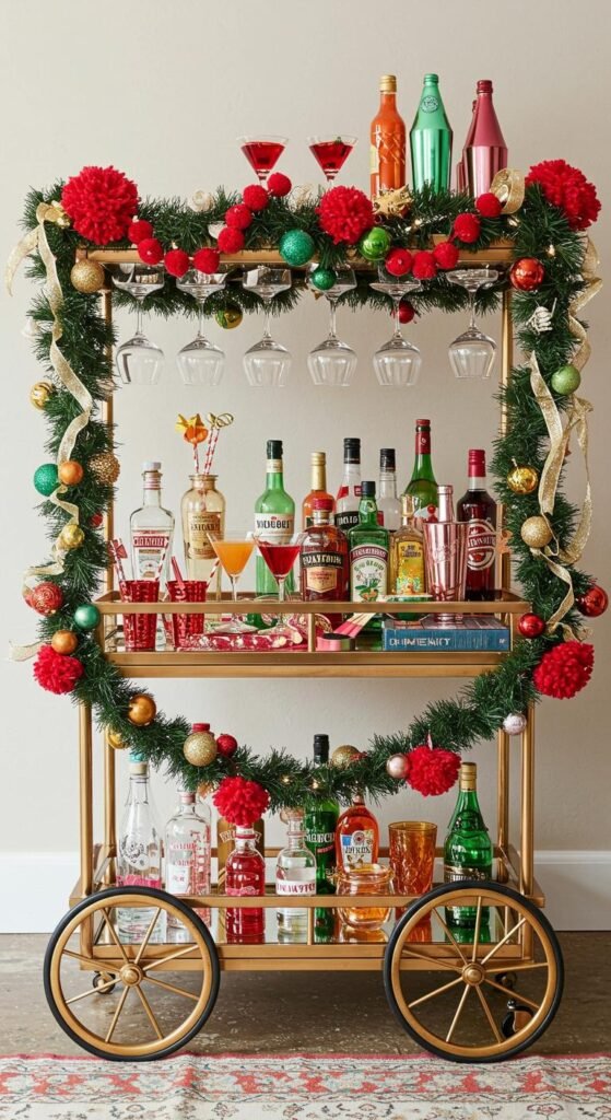 23 Chic Christmas Bar Cart Styling Ideas to Wow Your Guests – Magcella
